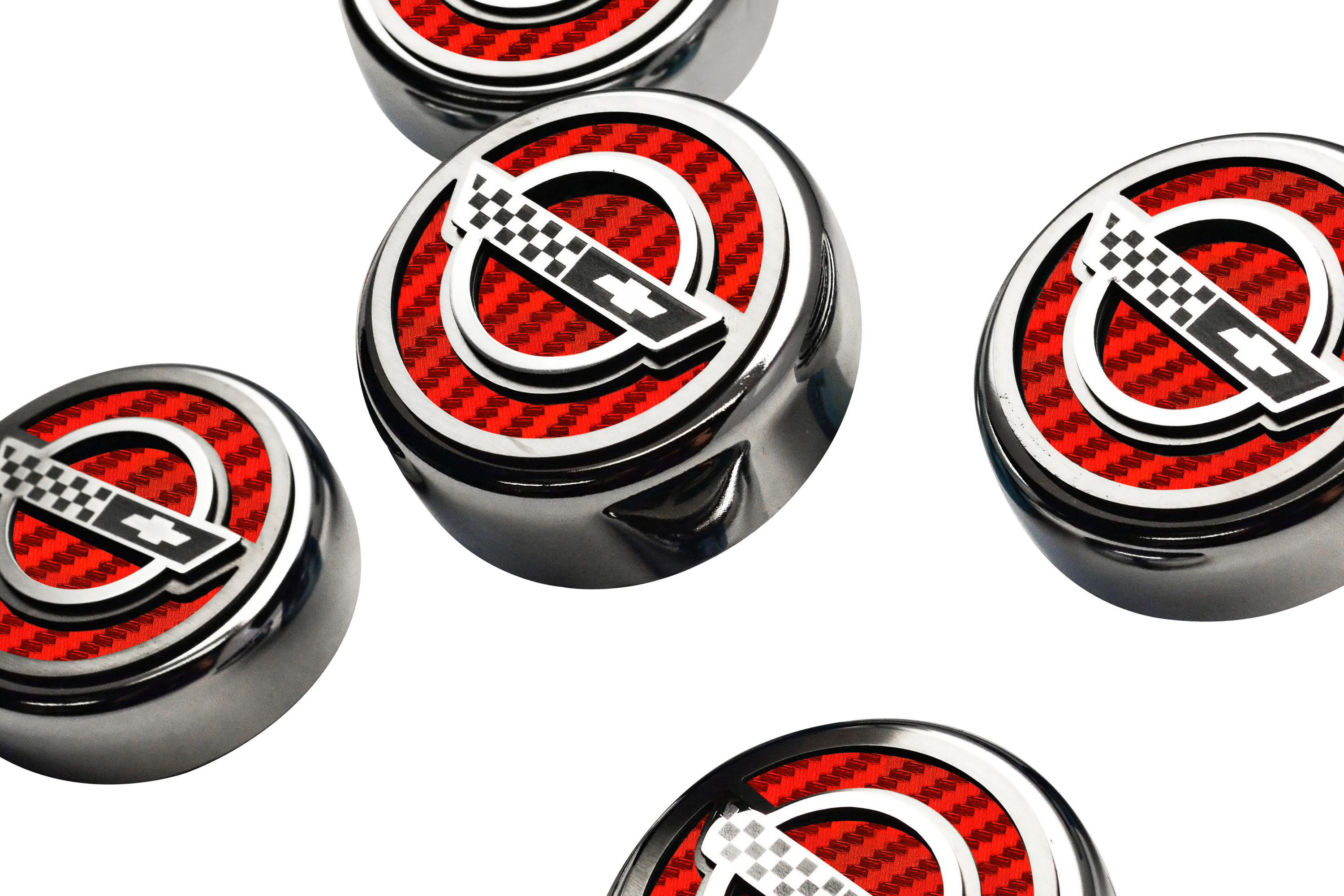 American Car Craft® 023002-RD - C4 Style Chrome Red Carbon Fiber Fluid ...
