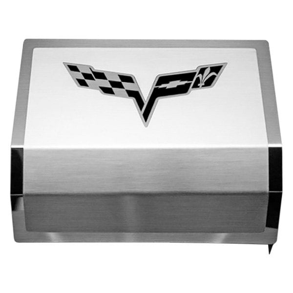 American Car Craft® 043116-BBLK - Brushed Fuse Box Cover with Crossed ...