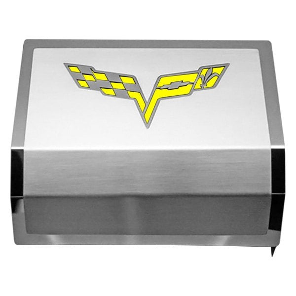 American Car Craft® 043116-SYLW - Brushed Fuse Box Cover with Crossed ...