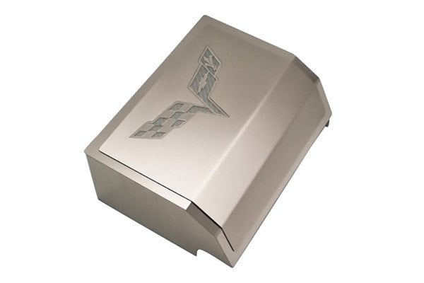 American Car Craft® 043116-WHT - Brushed Fuse Box Cover with Crossed ...