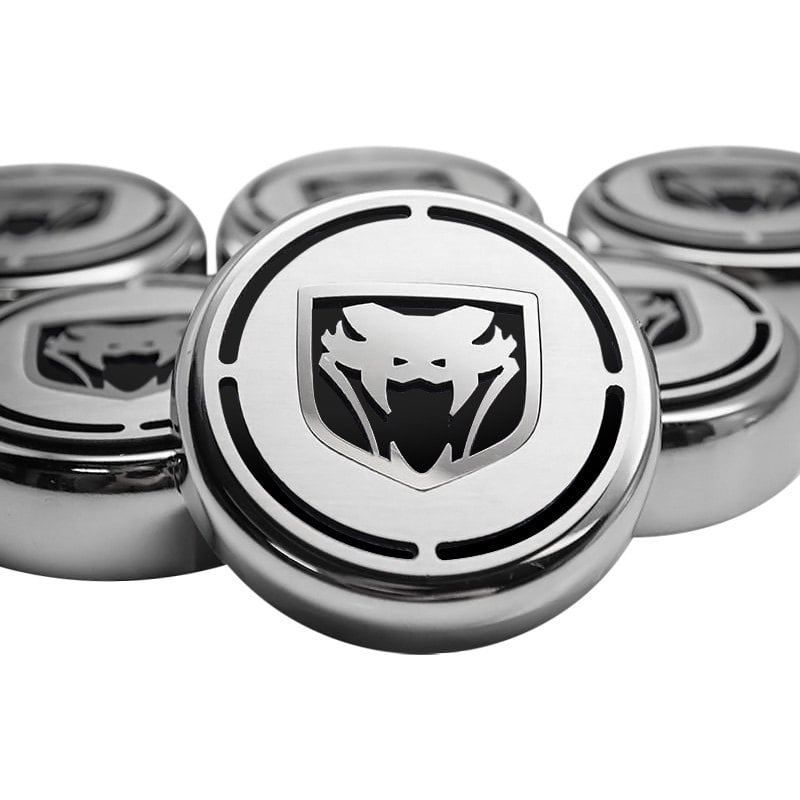 American Car Craft® 983002-SBLK - Chrome Cap Cover Set with Black Solid ...