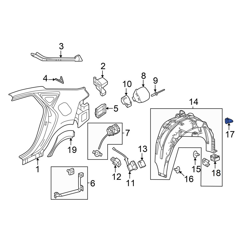 Acura OE 90601S30003 - Quarter Panel Splash Shield Grommet