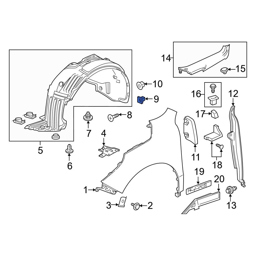 Acura OE 90682SDAA01 - Quarter Panel Splash Shield Grommet