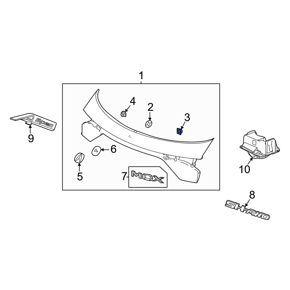 Acura OE 90301ST0003 - Liftgate Finish Panel Nut