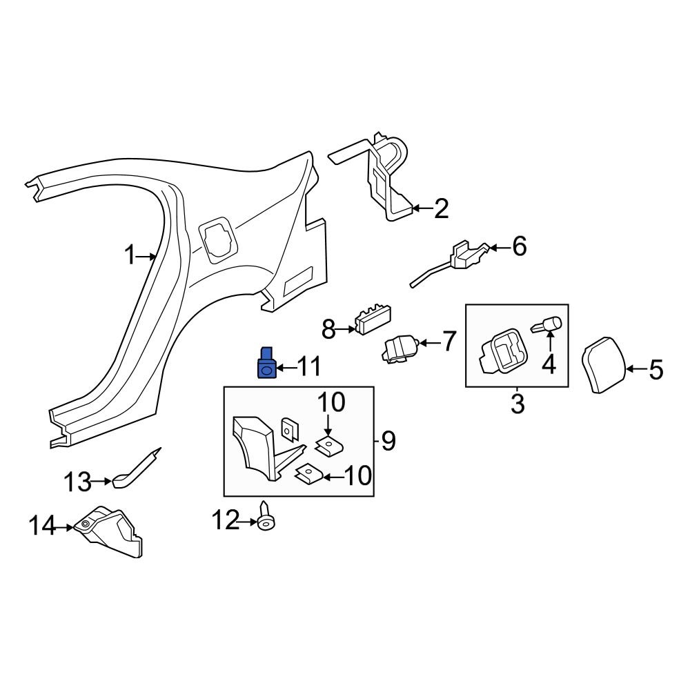 Acura OE 90682SDAA01 - Quarter Panel Splash Shield Grommet