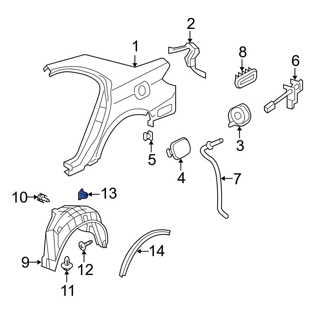 Acura OE 90601S30003 - Quarter Panel Splash Shield Grommet