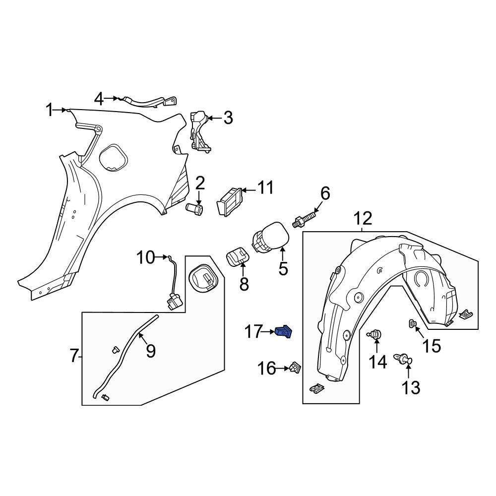 Acura OE 90601S30003 - Quarter Panel Splash Shield Grommet