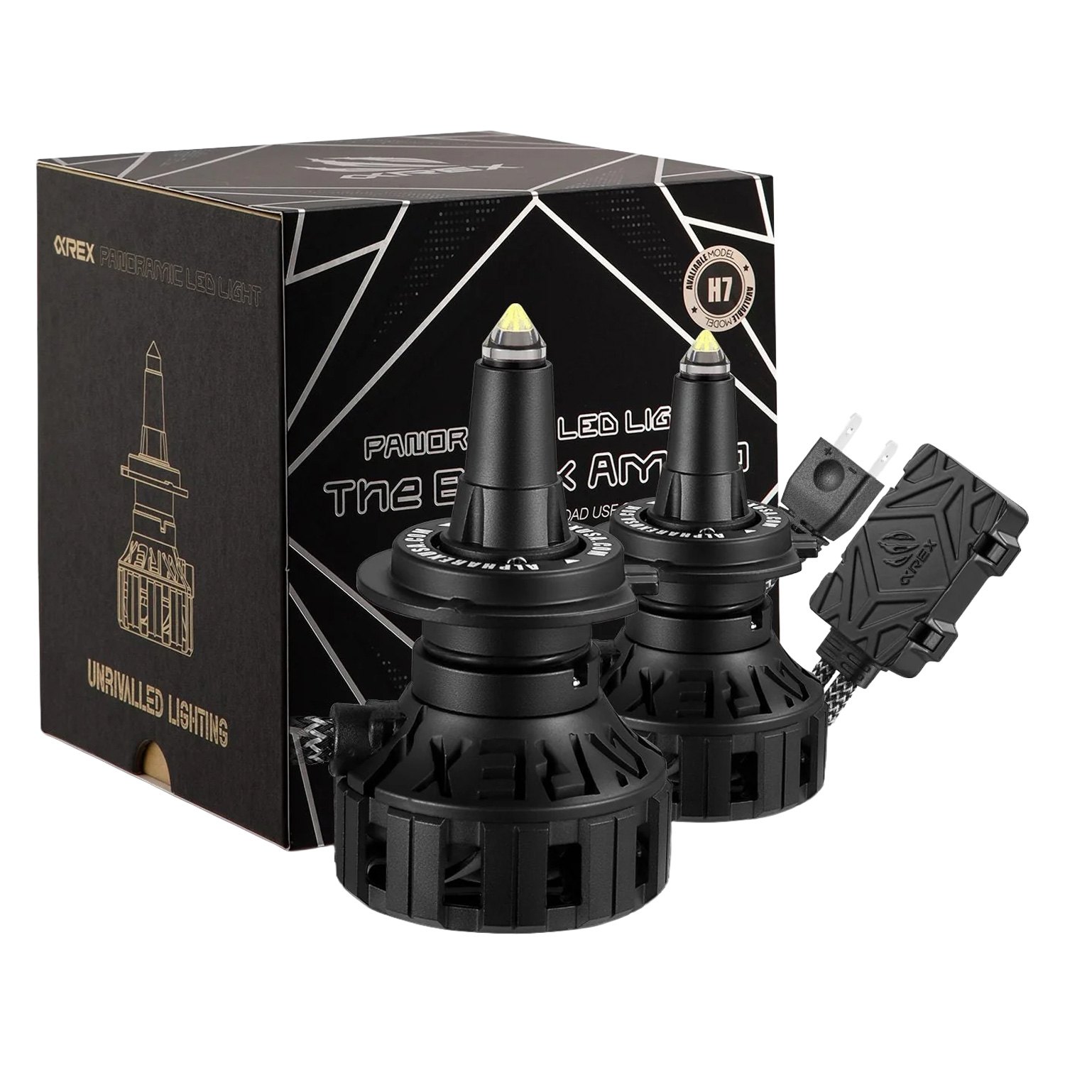 AlphaRex® ALB-9006-B - Black Ammo Panoramic LED Conversion Kit (9006, White)