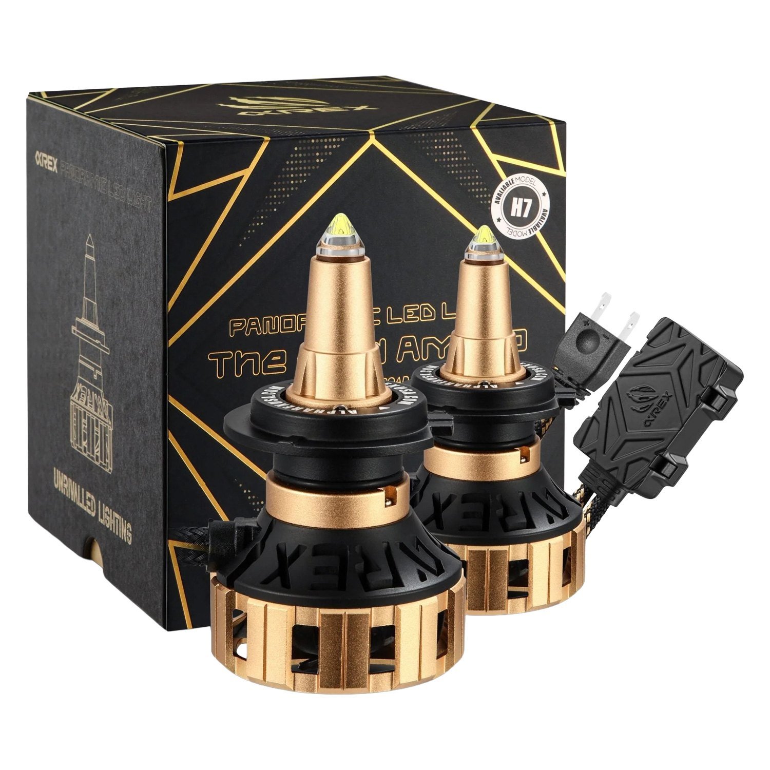 AlphaRex® ALB-9006-GB - Gold Ammo Panoramic LED Conversion Kit (9006, White)