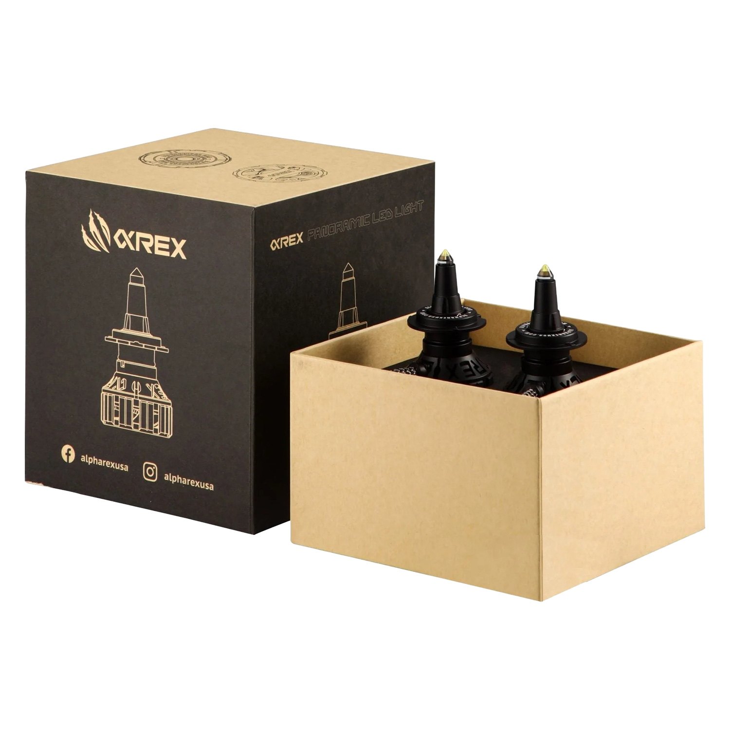 AlphaRex® ALB-H11-B - Black Ammo Panoramic LED Conversion Kit (H11, White)