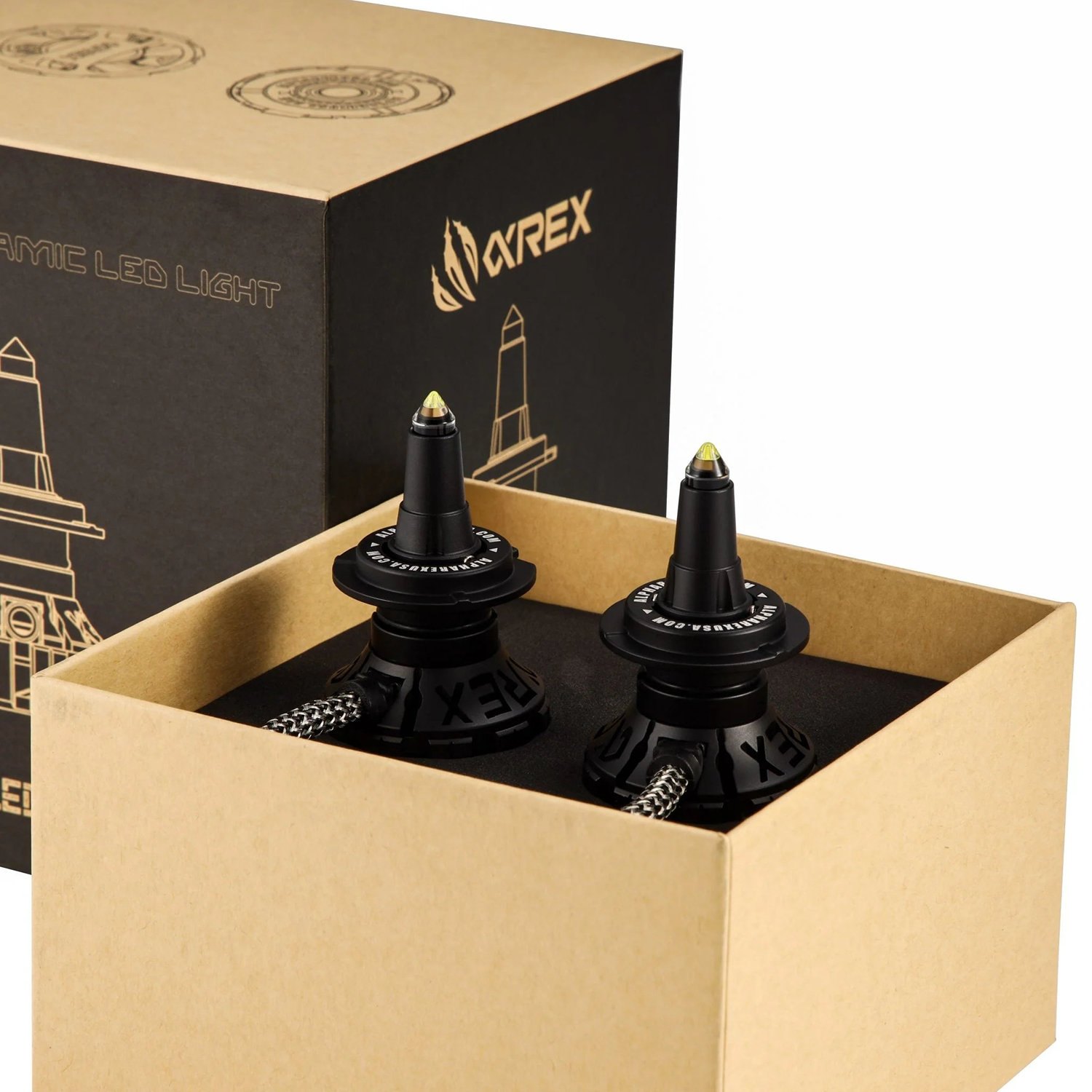 AlphaRex® ALB-H11-B - Black Ammo Panoramic LED Conversion Kit (H11, White)