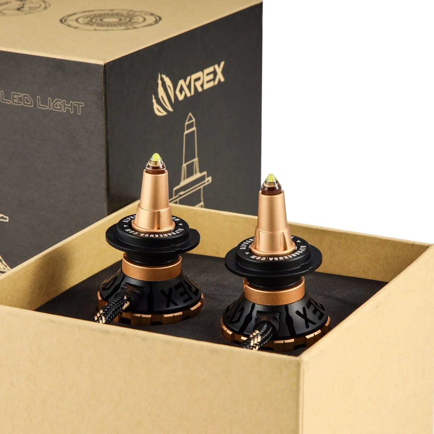 AlphaRex® ALB-H11-GB - Gold Ammo Panoramic LED Conversion Kit (H11, White)