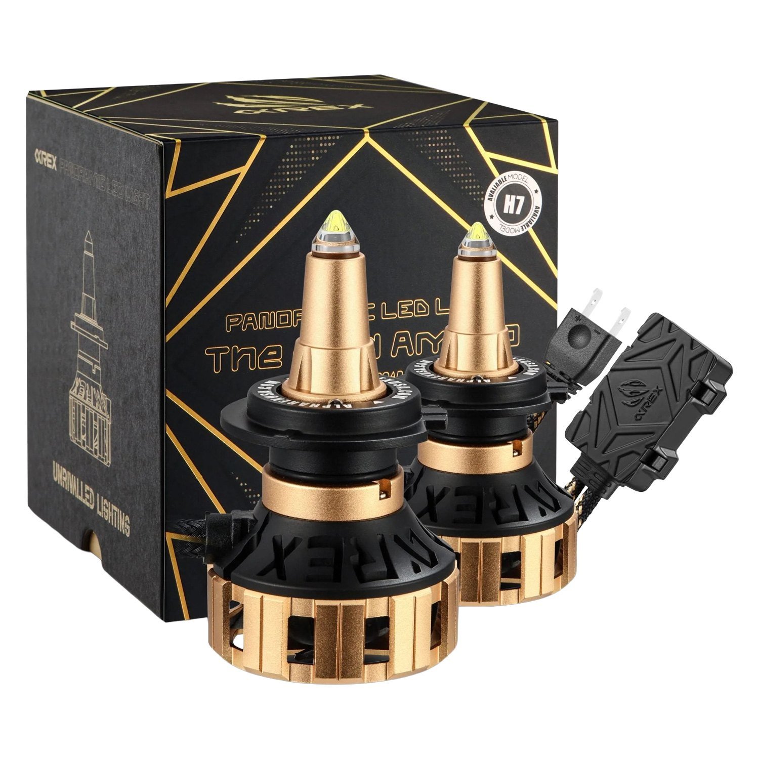 AlphaRex® ALB-H11-GB - Gold Ammo Panoramic LED Conversion Kit (H11, White)