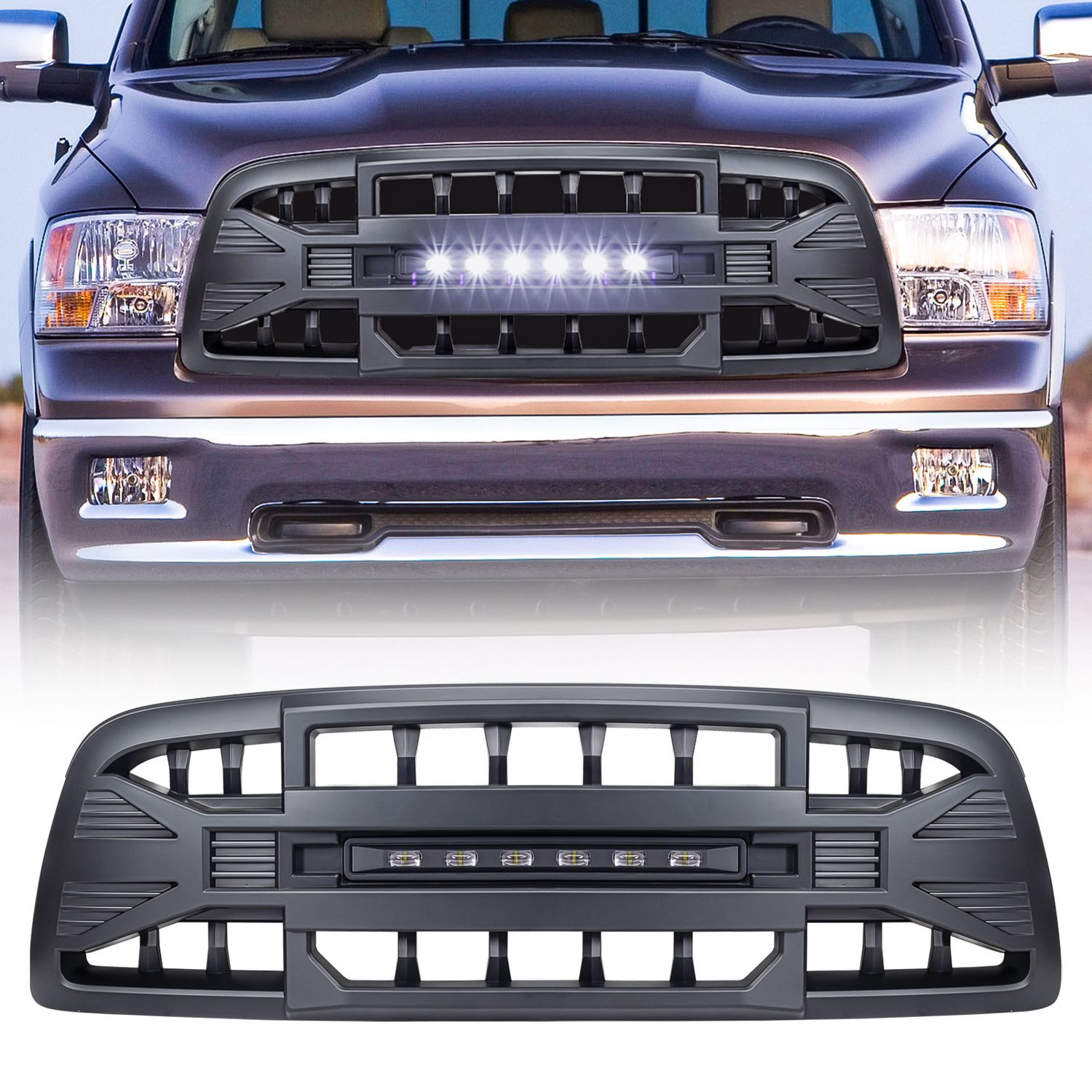 AM Off-Road® AMDEBA00146 - 1-Pc Armor Style Matte Black Main Grille ...