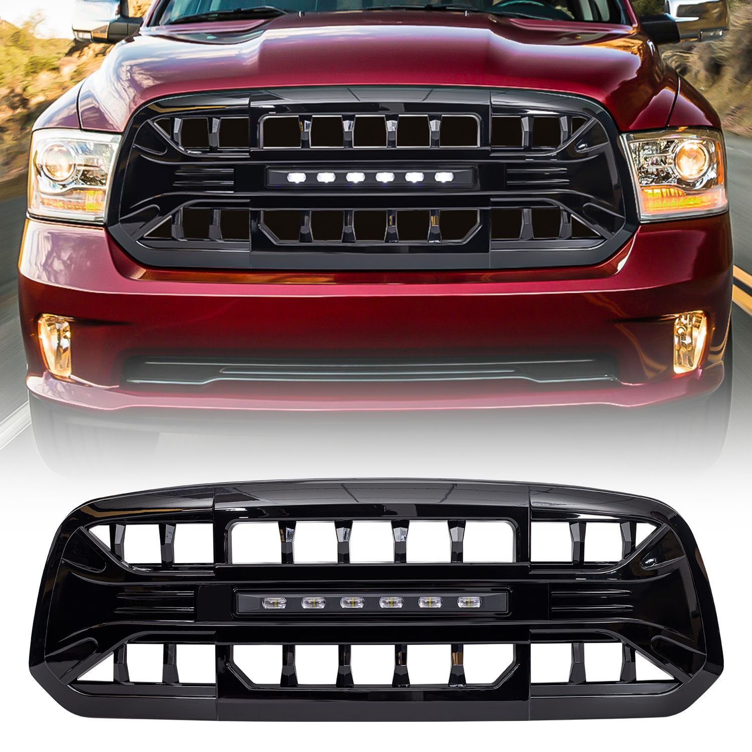 AM Off-Road® AMDEBA00151 - 1-Pc Armor Style Glossy Black Main Grille ...