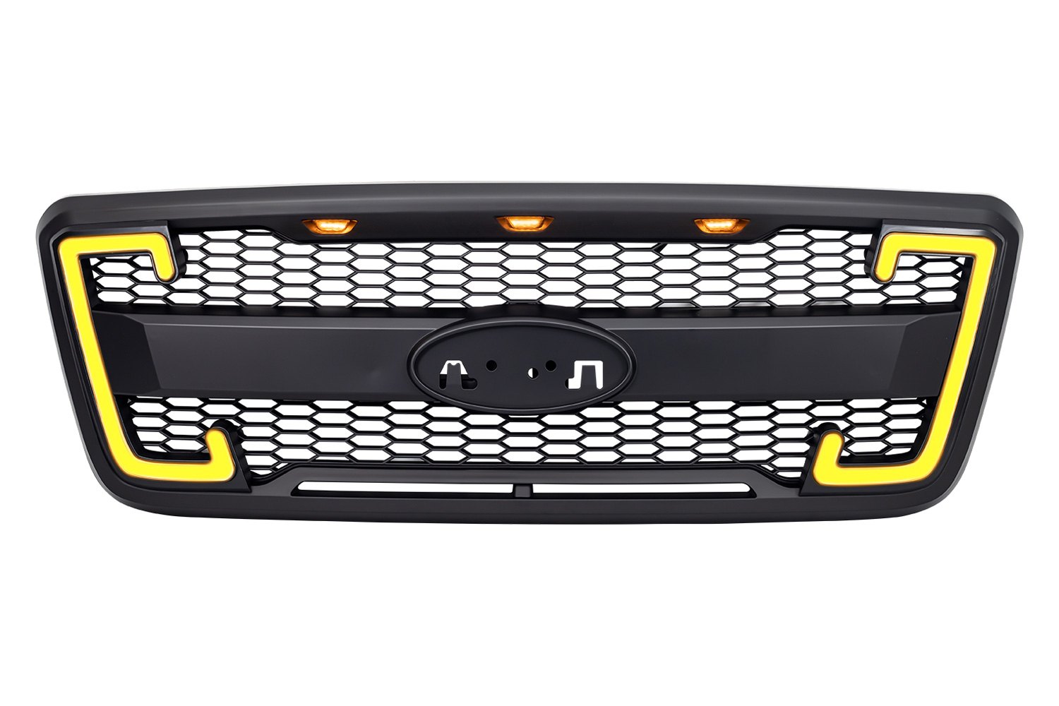 AM Off-Road® AMFMAA00142 - 1-Pc Matte Black Main Grille with Amber ...