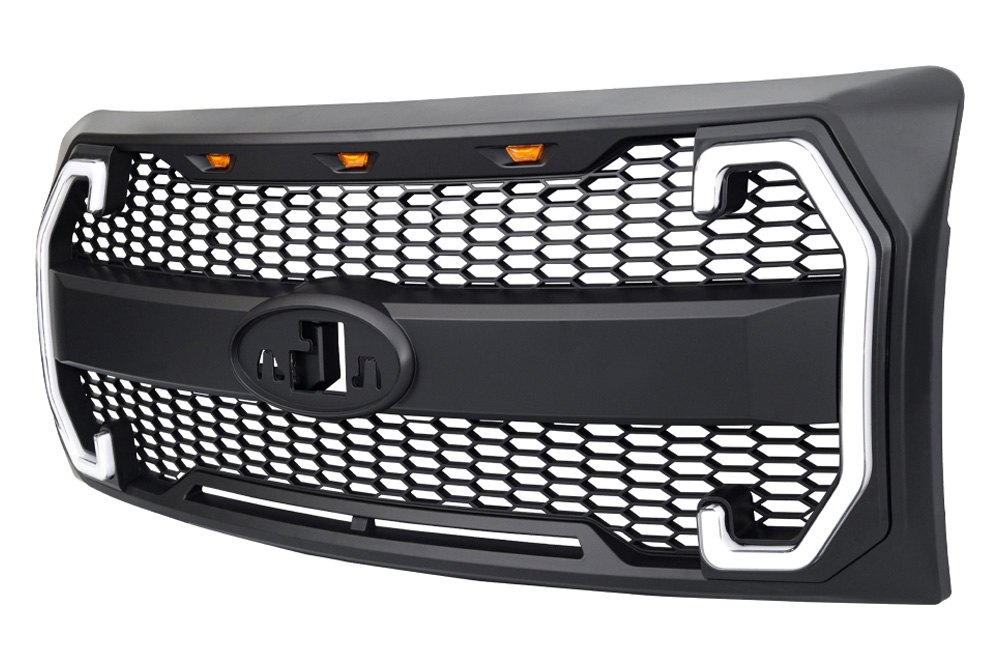 AM Off-Road® AMFMAA00143 - 1-Pc Matte Black Main Grille with Amber ...