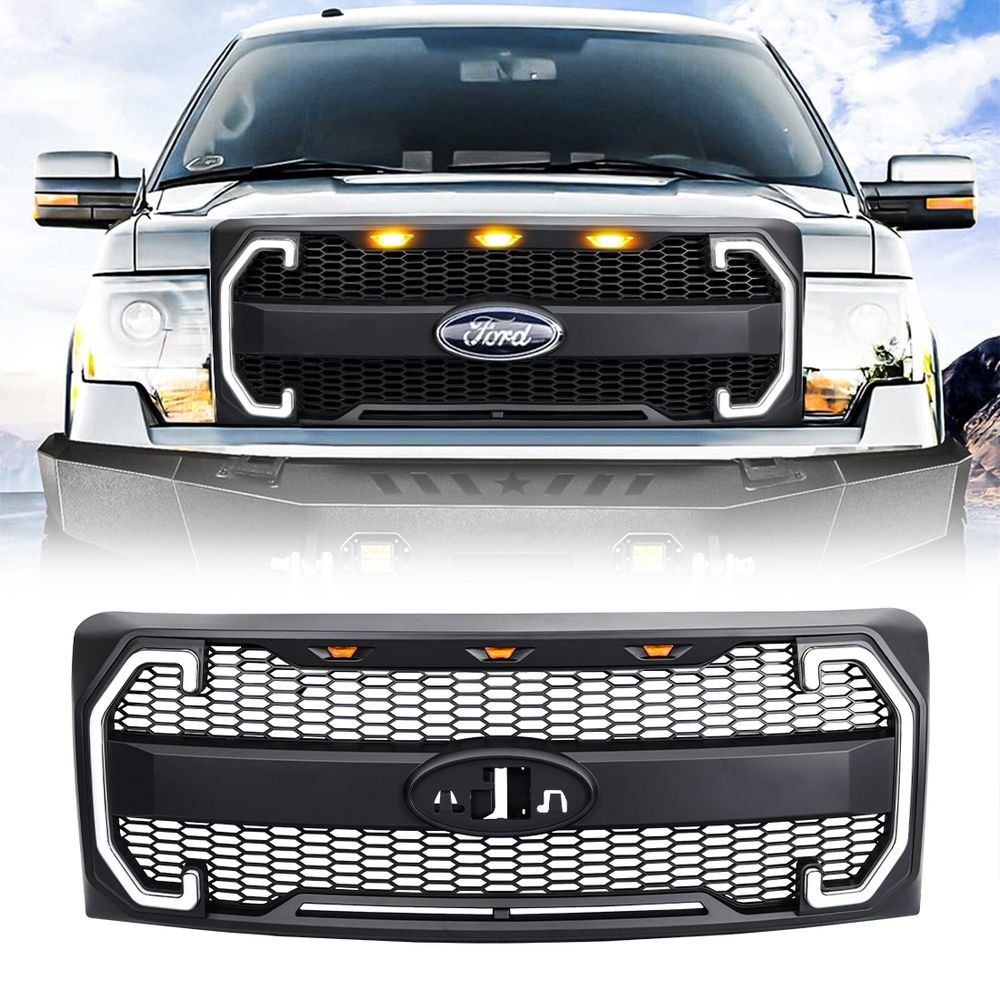 AM Off-Road® AMFMAA00143 - 1-Pc Matte Black Main Grille with Amber ...