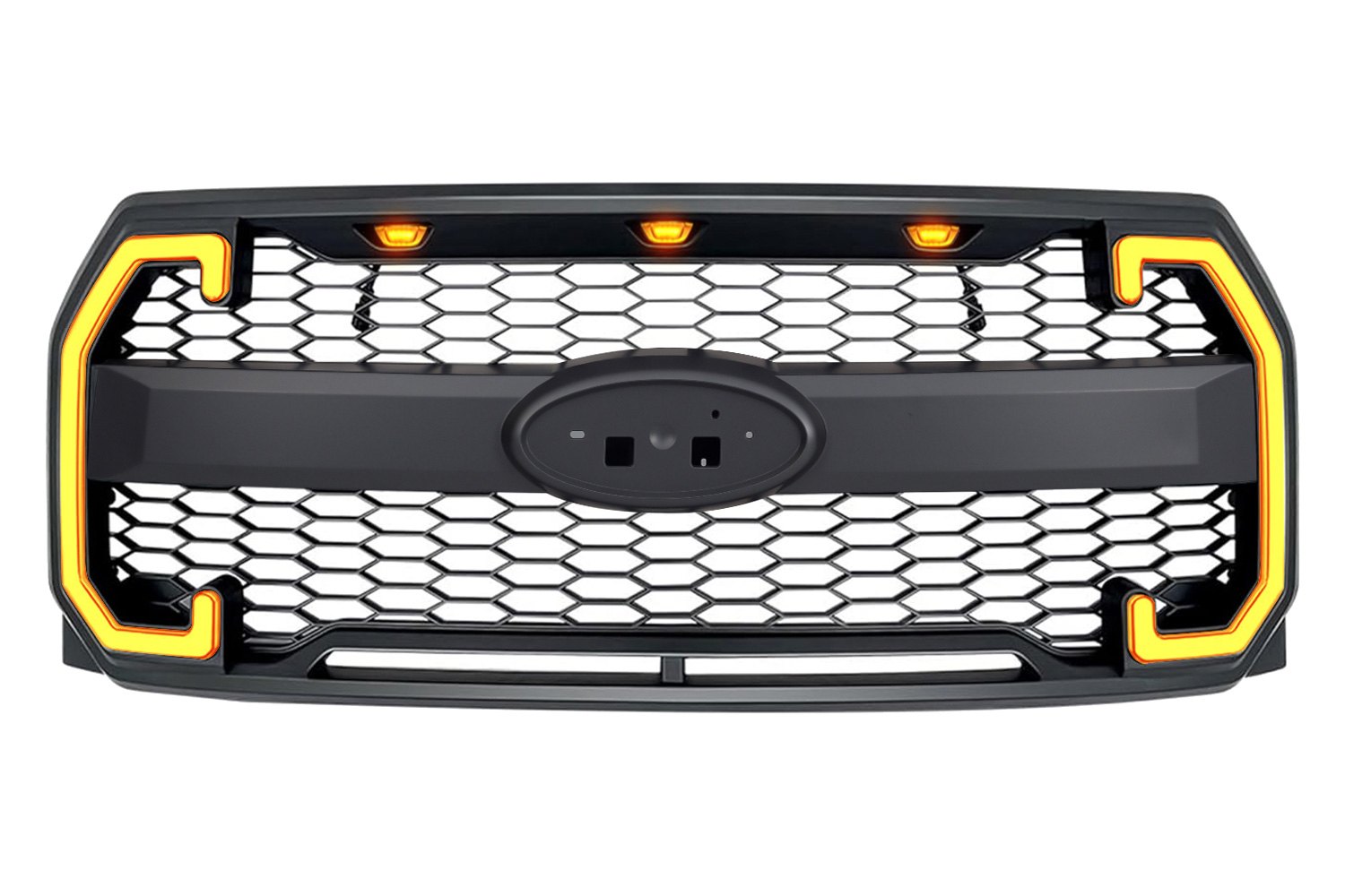 AM Off-Road® AMFMAA00144 - 1-Pc Matte Black Main Grille with Amber ...