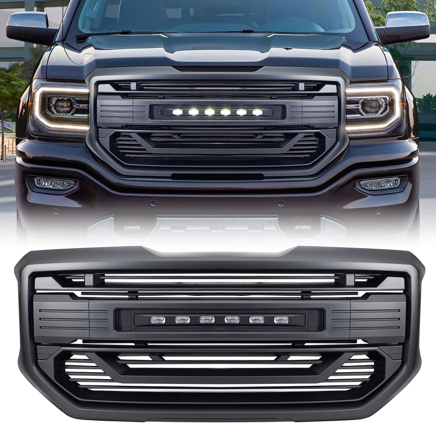 AM Off-Road® AMGMAA00101 - 1-Pc Armor Style Matte Black Main Grille