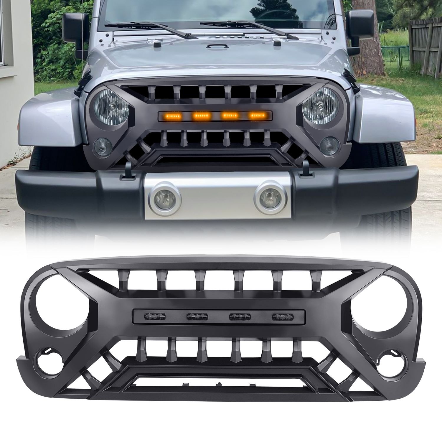 AM Off-Road® AMJPAA00134 - 1-Pc Armor Style Matte Black Main Grille ...