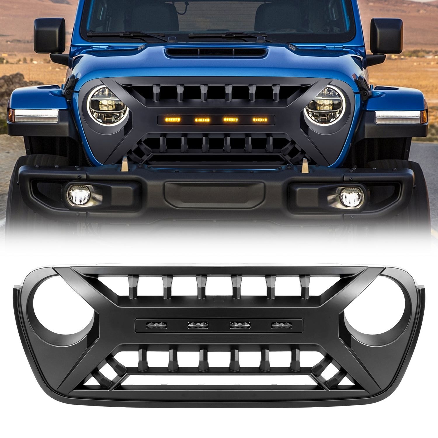 AM Off-Road® AMJPCA00125 - 1-Pc Armor Style Matte Black Main Grille ...