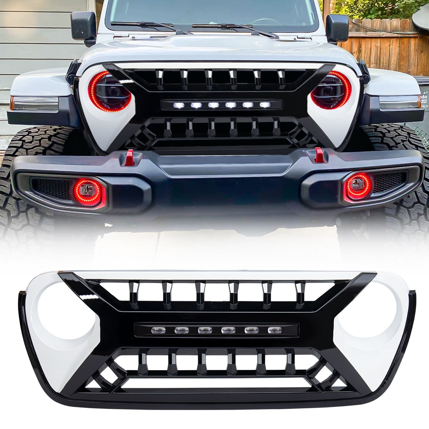 AM Off-Road® AMJPCA00127 - 1-Pc Armor Style Black and White Main Grille ...