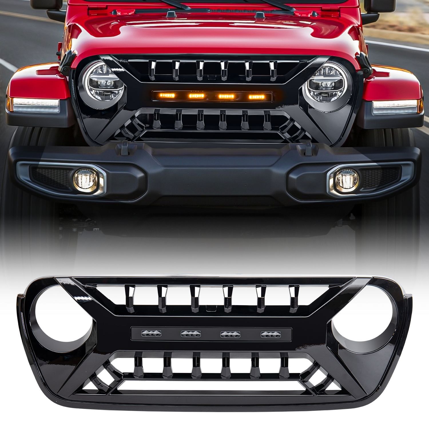 AM Off-Road® AMJPCA00128 - 1-Pc Armor Style Glossy Black Main Grille ...