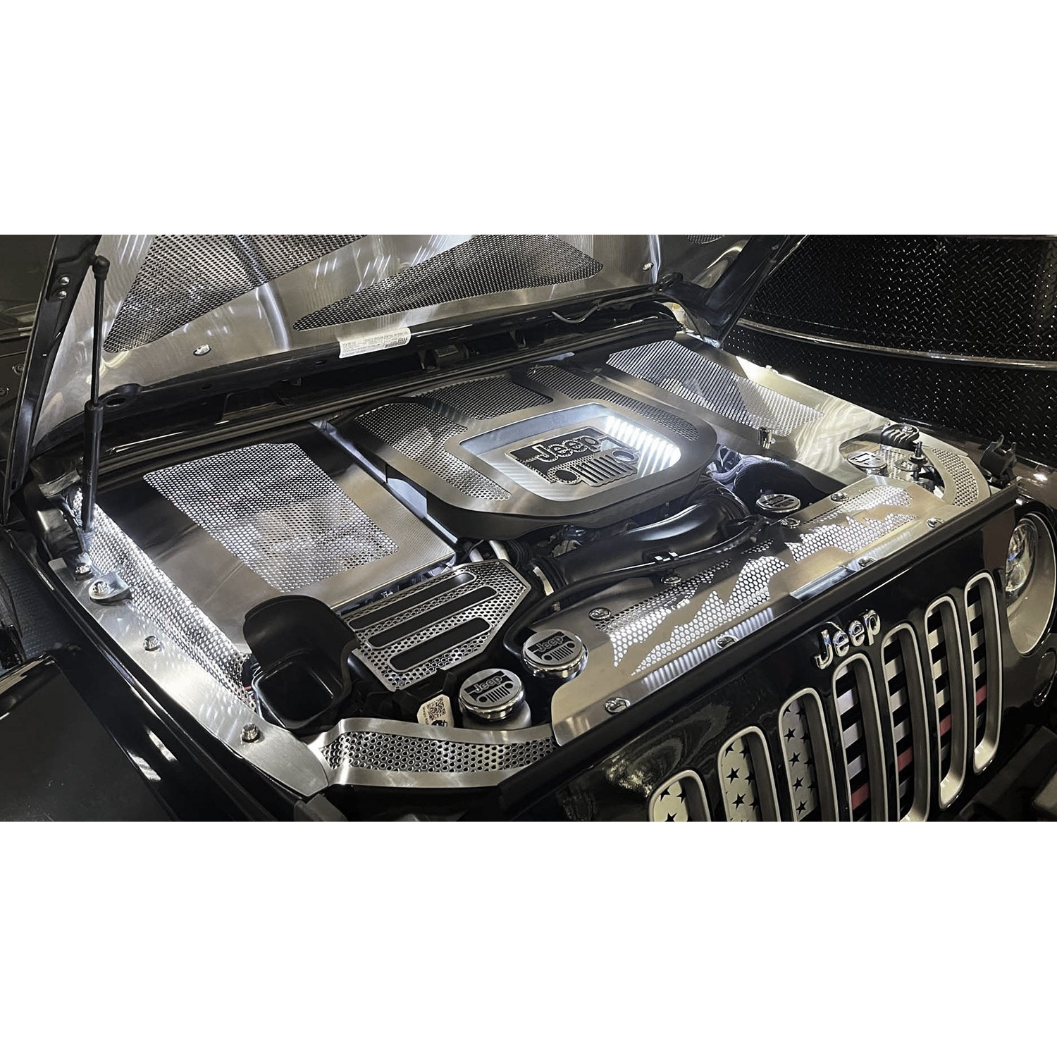 American Car Craft® 143012-BLUL - Perforated Blue Illuminated Radiator ...