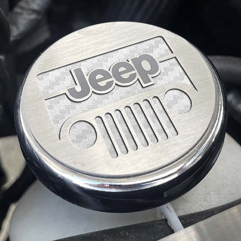 American Car Craft® 143013-WHT - Brushed Cap Cover Set with White Jeep Logo