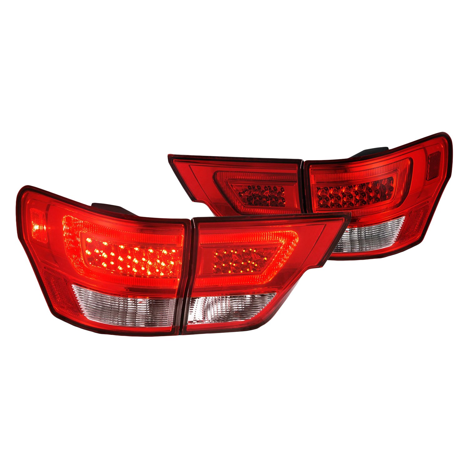 Anzo® 311442 - Driver and Passenger Side Chrome/Red LED Tail Lights