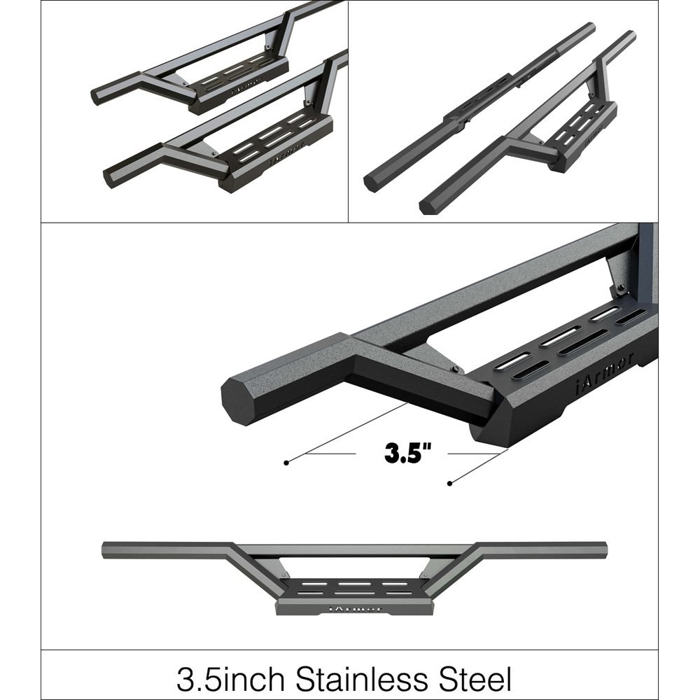 APG® IA06WJA0B - M3 Series Drop Down Cab Length Black Octagon Nerf Bars