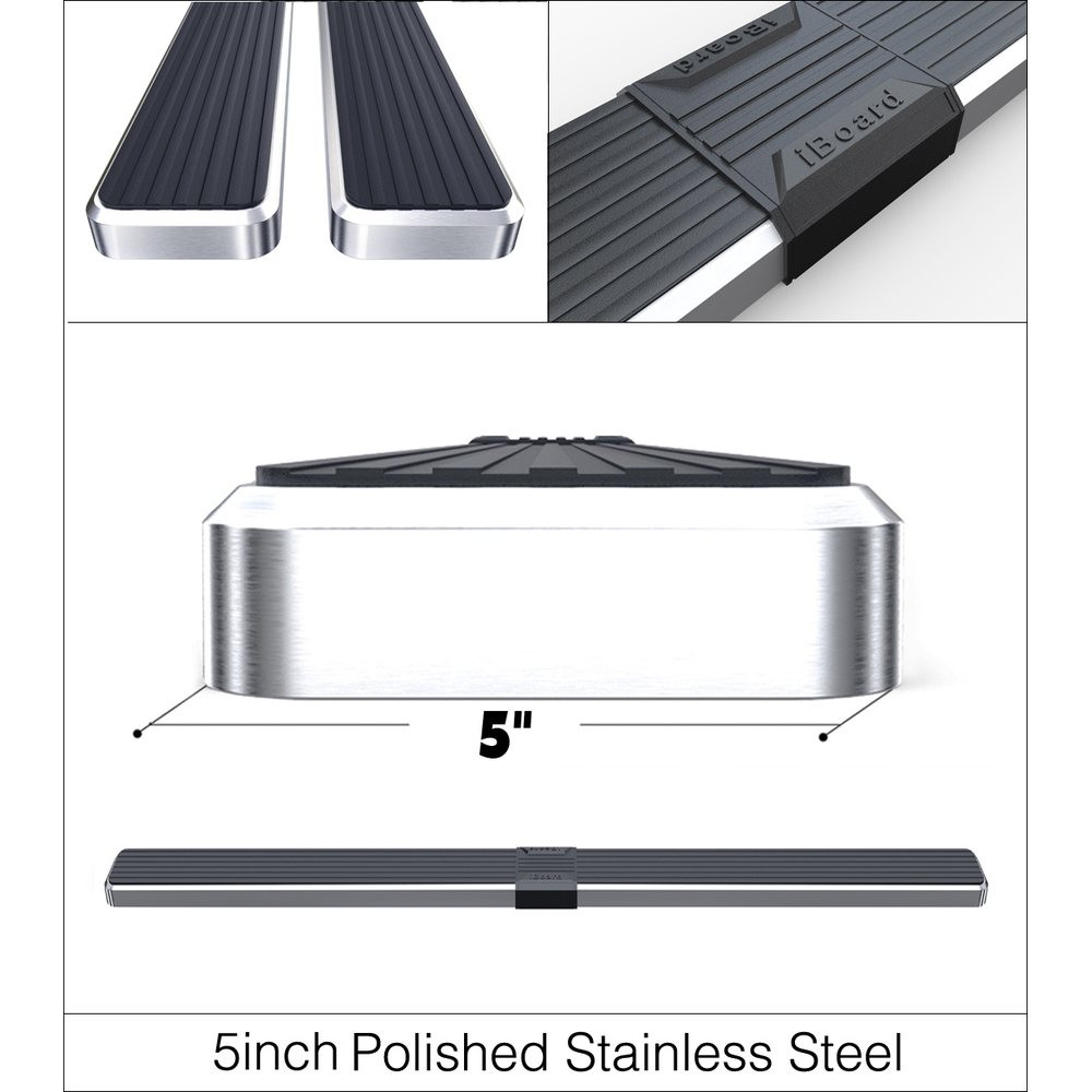 APG® IB04WBE8SC - 5" iStep Wheel-to-Wheel Silver Running Boards