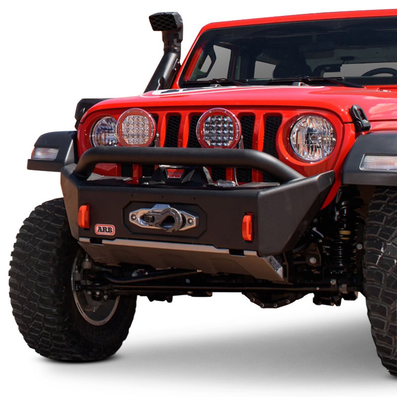 ARB® - Jeep Wrangler JL 2018 Bondi Stubby Blacked Front Winch HD Bumper ...