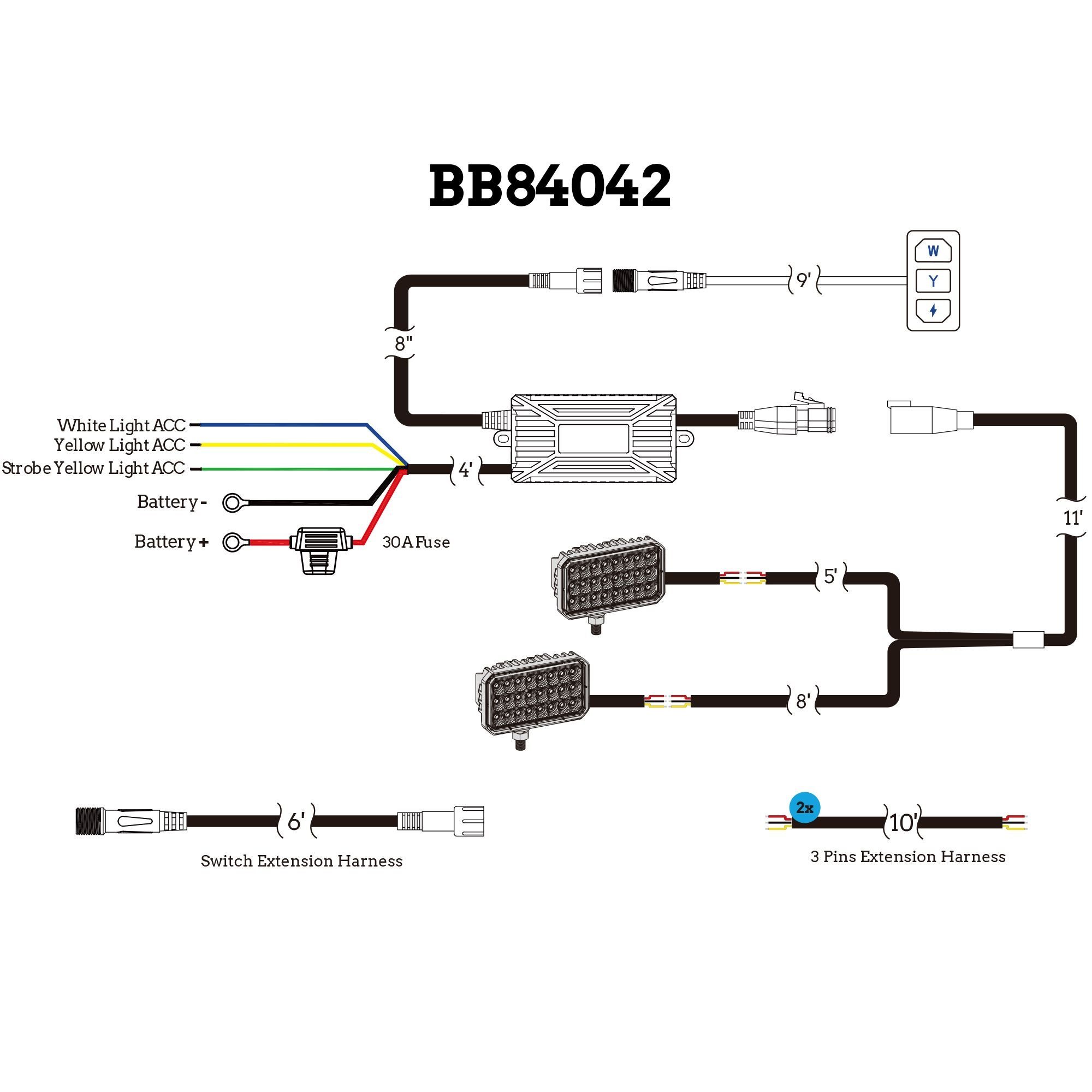 Arc Lighting® BB84042 - WorkLink™ Dual Color Work Light Harness