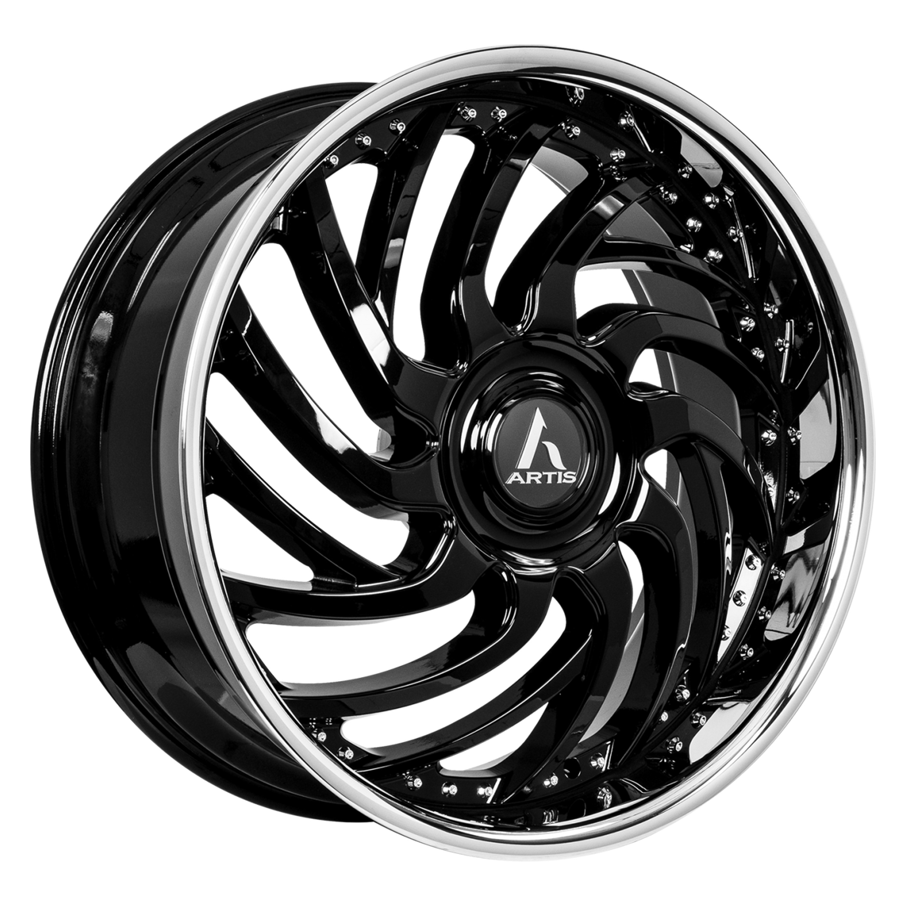ARTIS® VANTAGE XL Wheels - Gloss Black with SS Chrome Lip Rims
