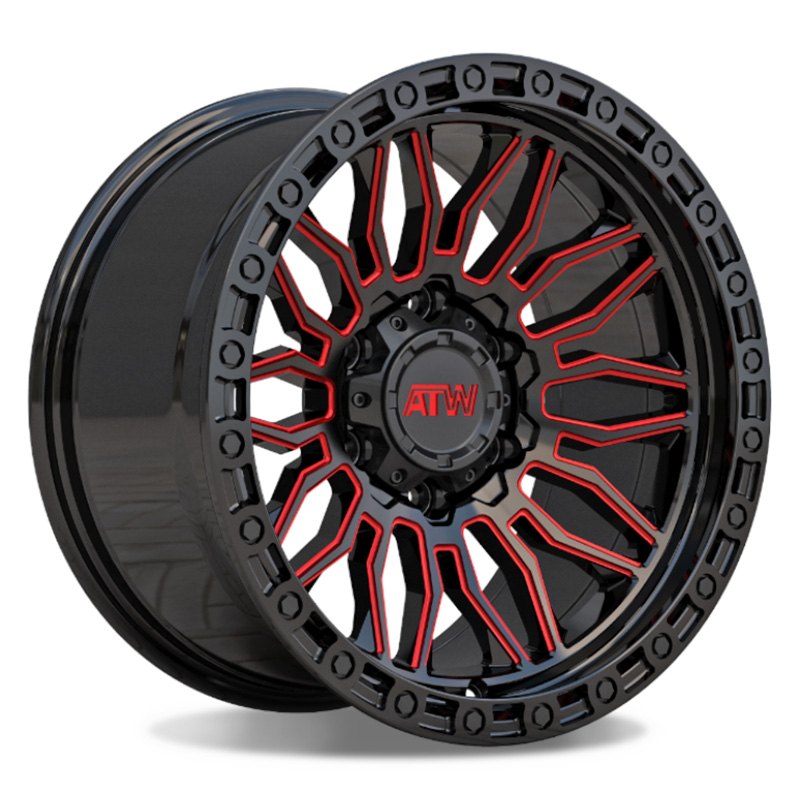 ATW OFF-ROAD® NILE Wheels - Gloss Black with Red Milled Spokes Rims ...