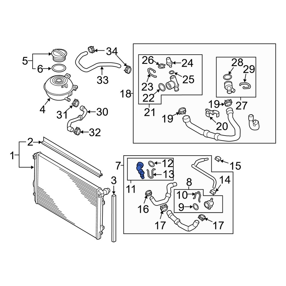 Audi OE 5Q0122291BL - Radiator Coolant Hose Adapter