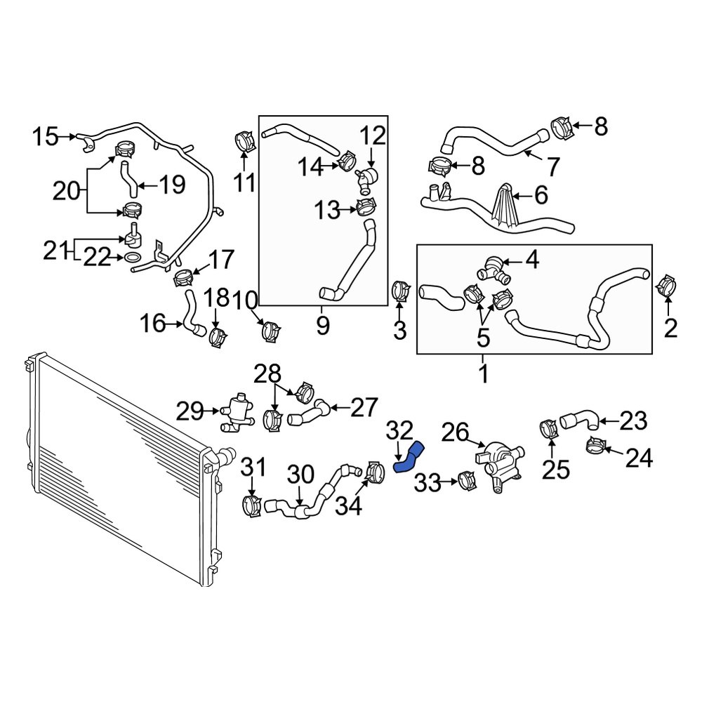 Audi OE 5Q0122101DT - Upper Radiator Coolant Hose