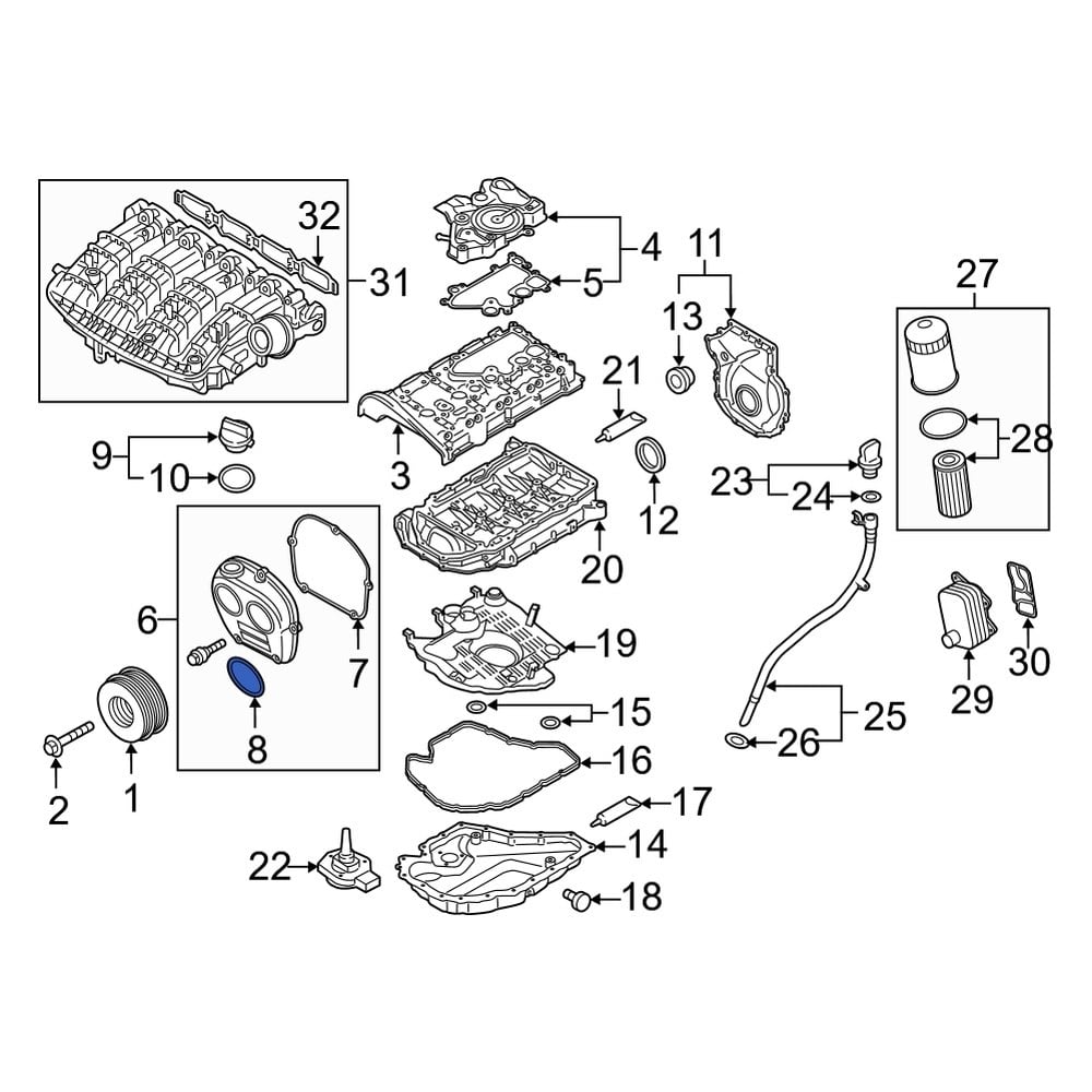 Audi OE 06L103085B - Engine Timing Cover Seal