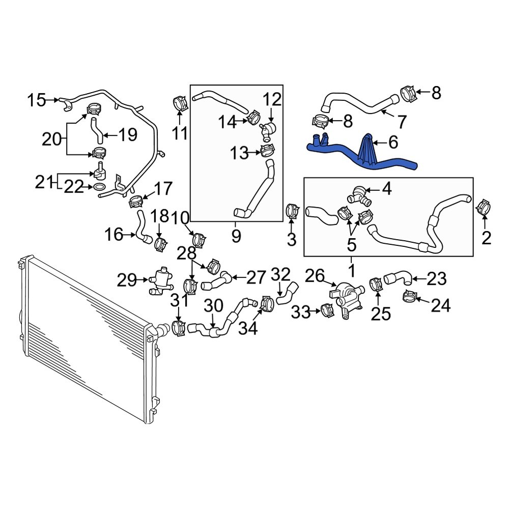 Audi OE 5Q0121070BR - Front Right Engine Coolant Pipe