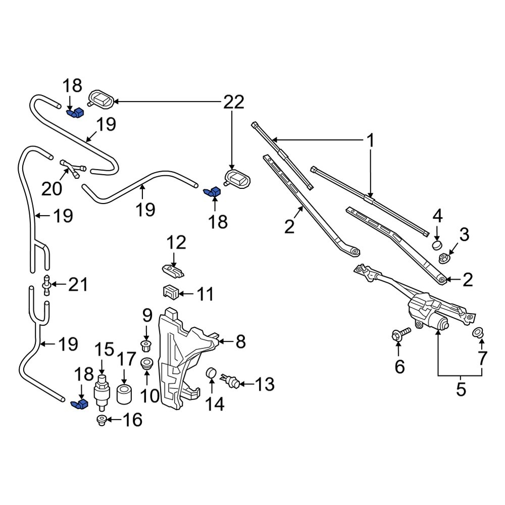 Audi OE 3B0955665C - Front Windshield Washer Hose Connector