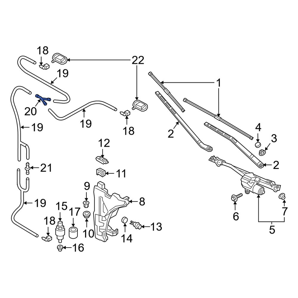 Audi OE 1J0955875P - Front Windshield Washer Hose Connector