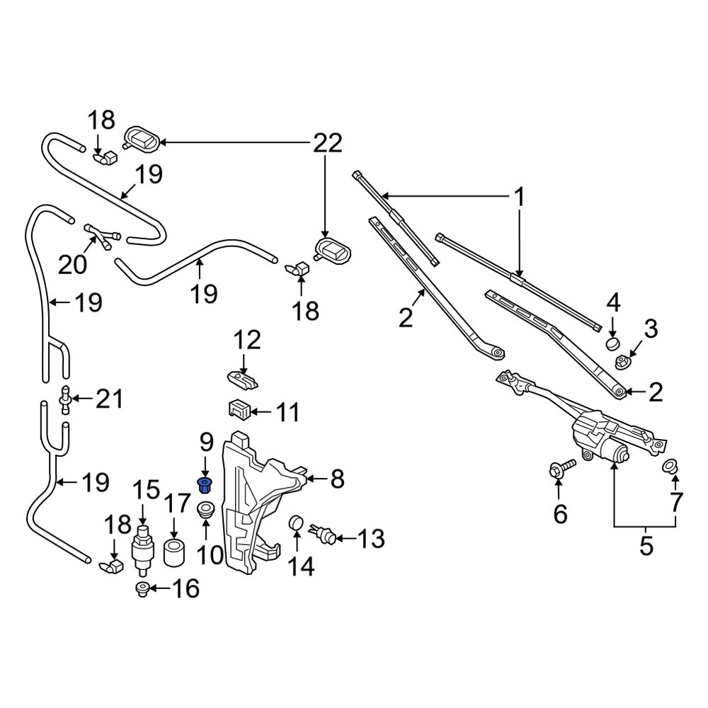 Audi OE 444955647 - Washer Fluid Reservoir Mounting Grommet
