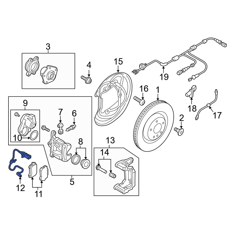 Audi OE 8W0615121E - Rear Disc Brake Pad Wear Sensor