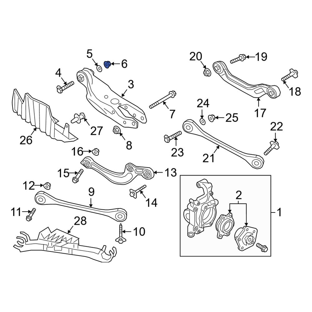 Audi OE WHT001987 - Front Lower Forward Suspension Control Arm Nut