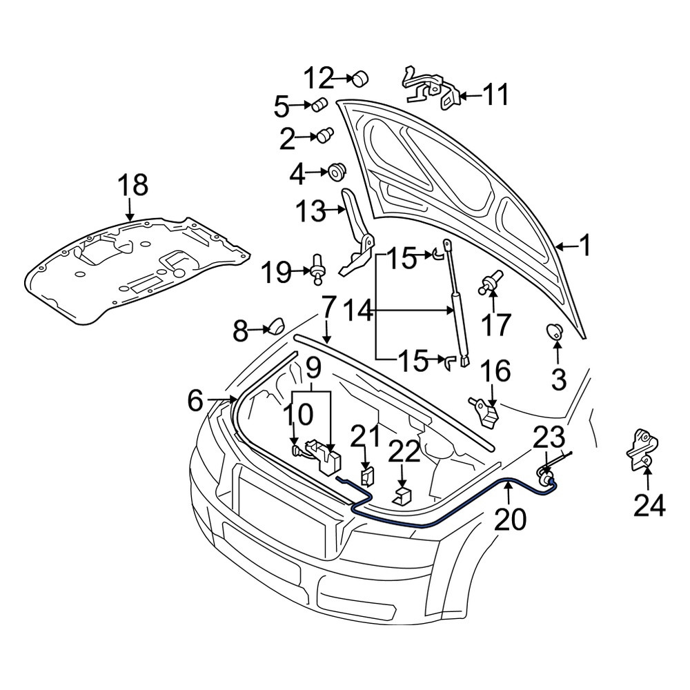 Audi OE 8E1823531D - Front Hood Release Cable