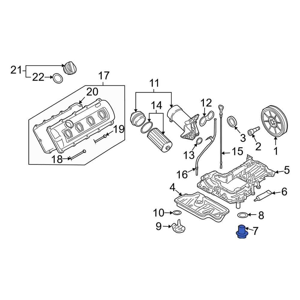Audi OE 028103059A - Engine Oil Filter Housing Cover Drain Plug