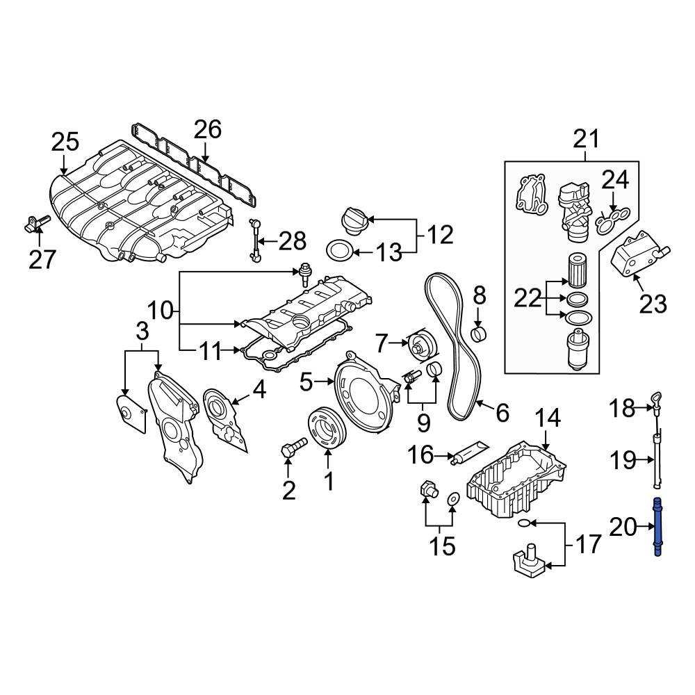 Audi OE 06D103634E - Lower Engine Oil Dipstick Tube