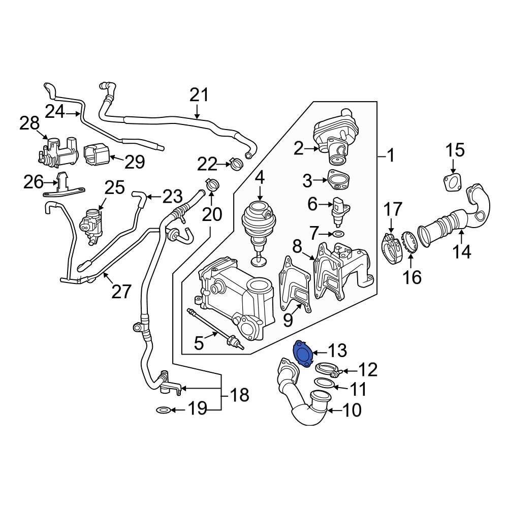 Audi OE 059131358B - Exhaust Gas Recirculation (EGR) Tube Gasket